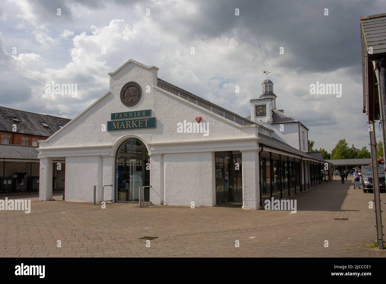 TIVERTON, UK - JUNE 30, 2021 side view of the main entrance to the ...