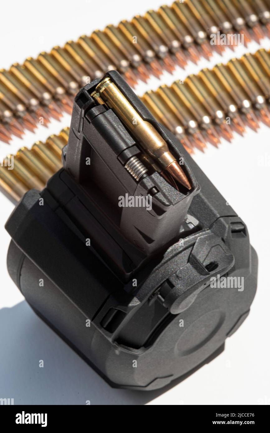 An AR-15 type rifle 60-round magazine. This magazine will hold 60 ...