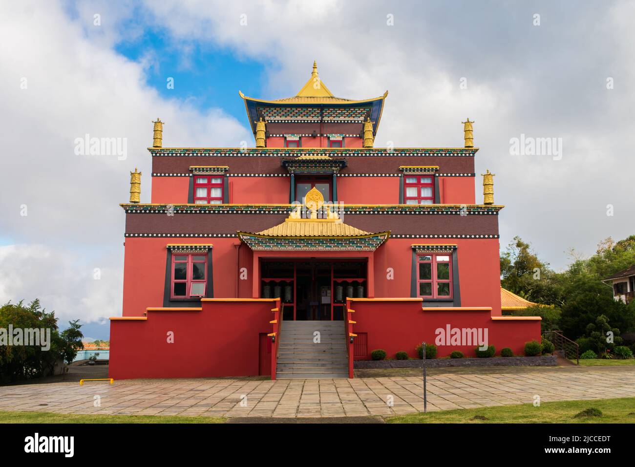 A view of the Chagdud Gonpa Khadro Ling Buddhist Temple in Tres Coroas ...
