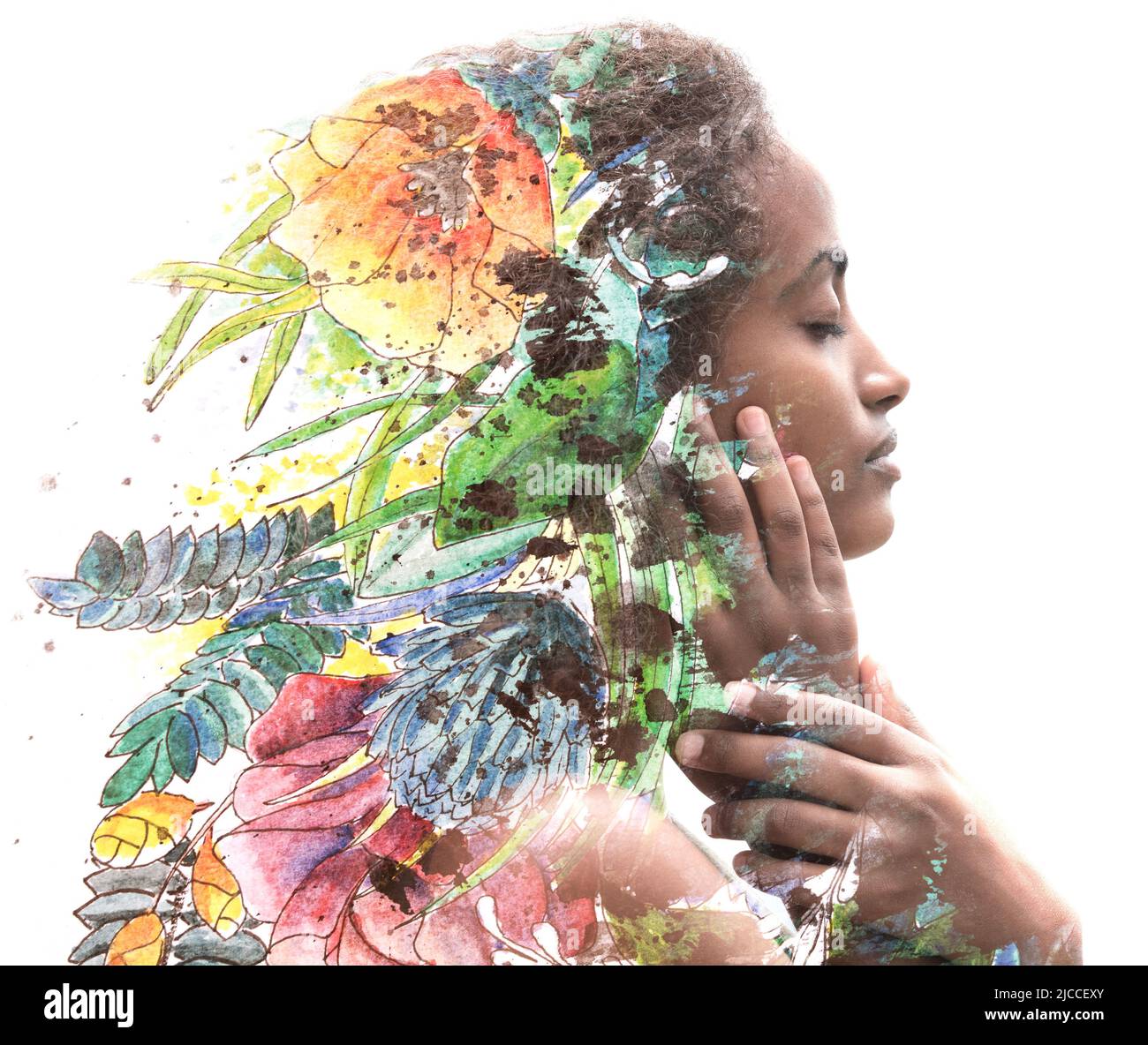 Paintography. Hand painted flowers and plants combined with a portrait ...