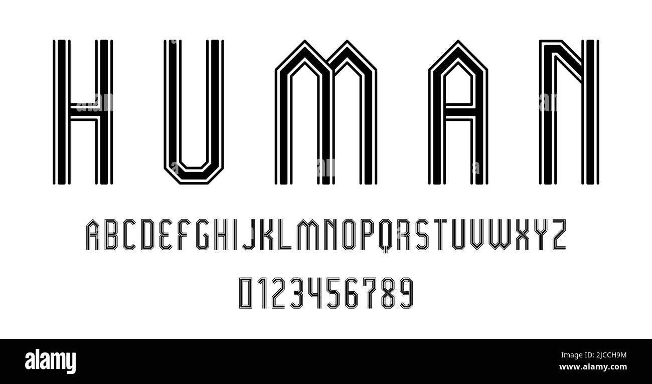 Set Of Alphabets Font Letters And Numbers Modern Abstract Design With
