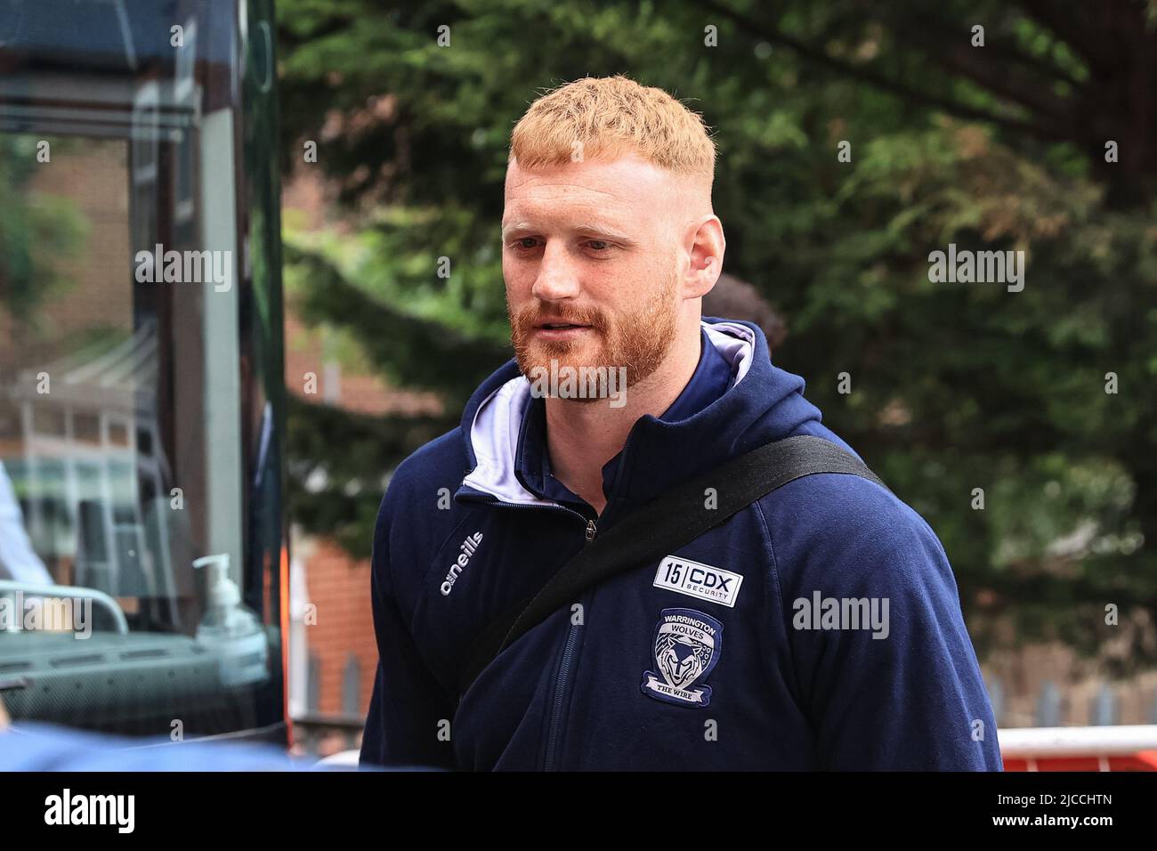 Joe Bullock #15 of Warrington Wolves arrives at The Be Well Support ...