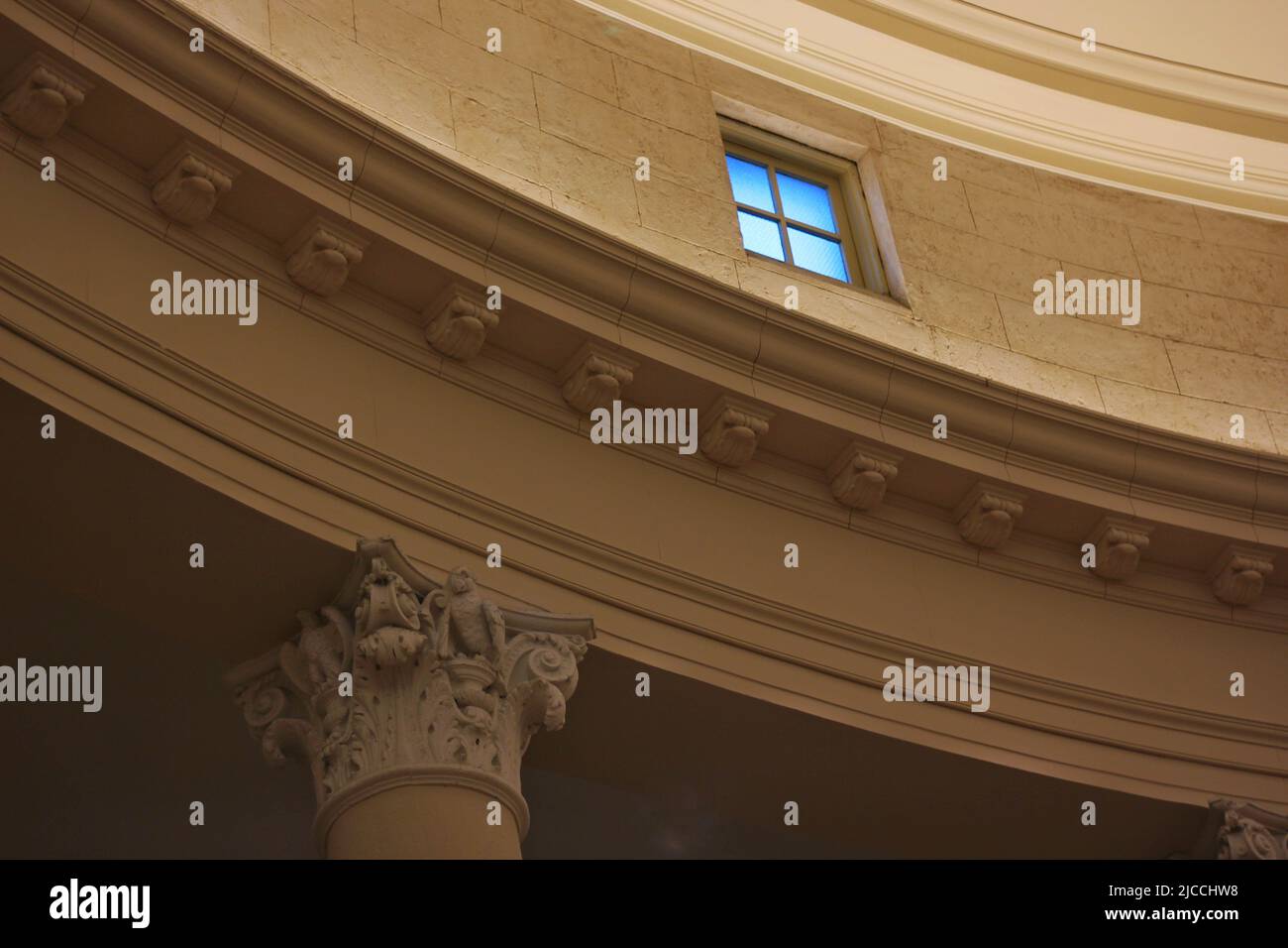 A fresh view of a sweeping lines of a classic Greek style dome and ...