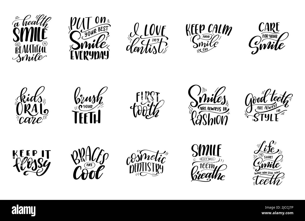 Dental care hand drawn quote. Typography lettering for poster. Dentists ...