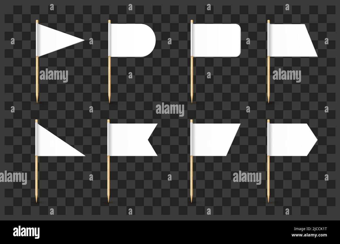 Toothpick flags isolated on wood stick with white paper. Realistic ...