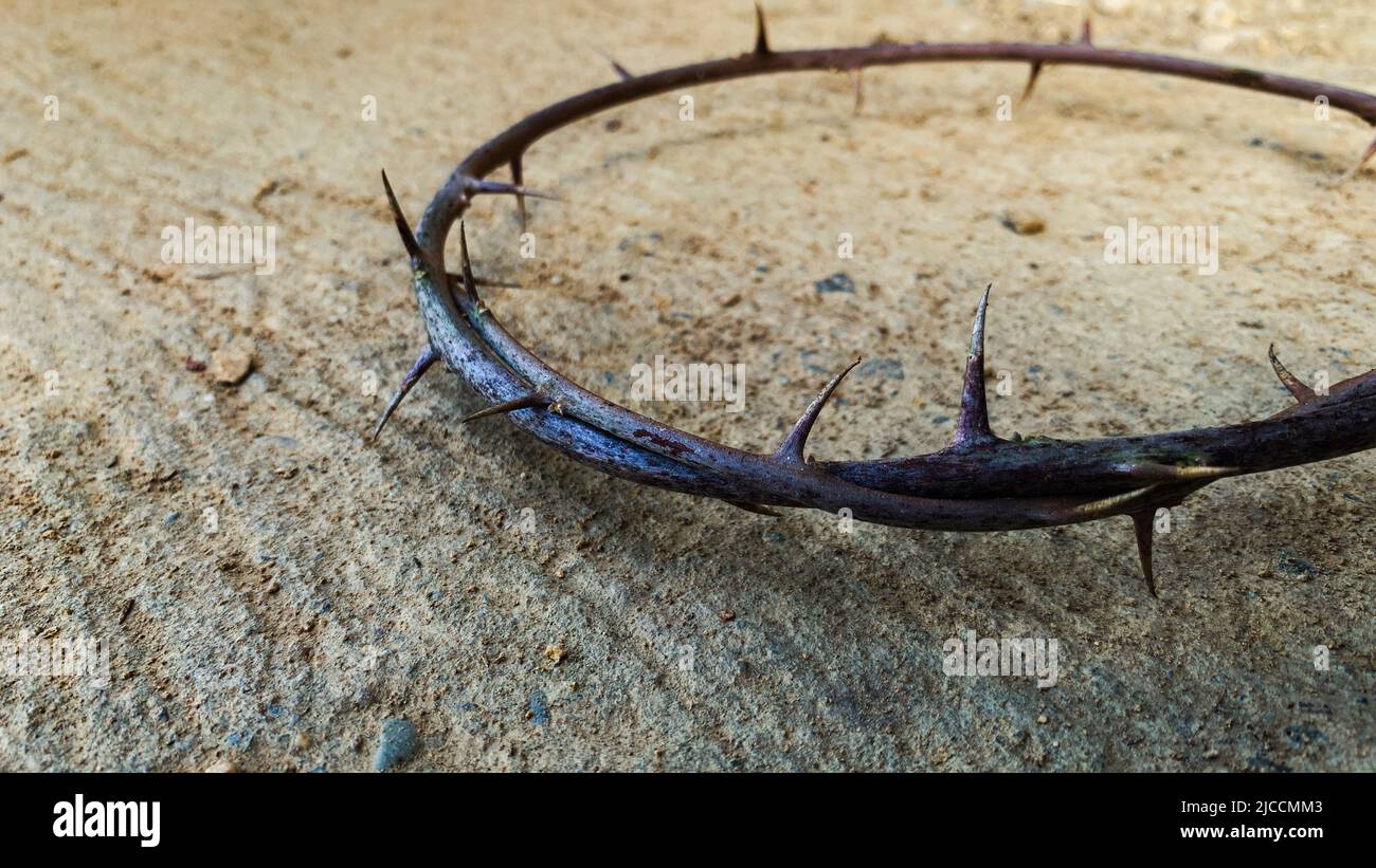 The crown of thorns of Jesus. Copy space and Easter concept Stock Photo ...