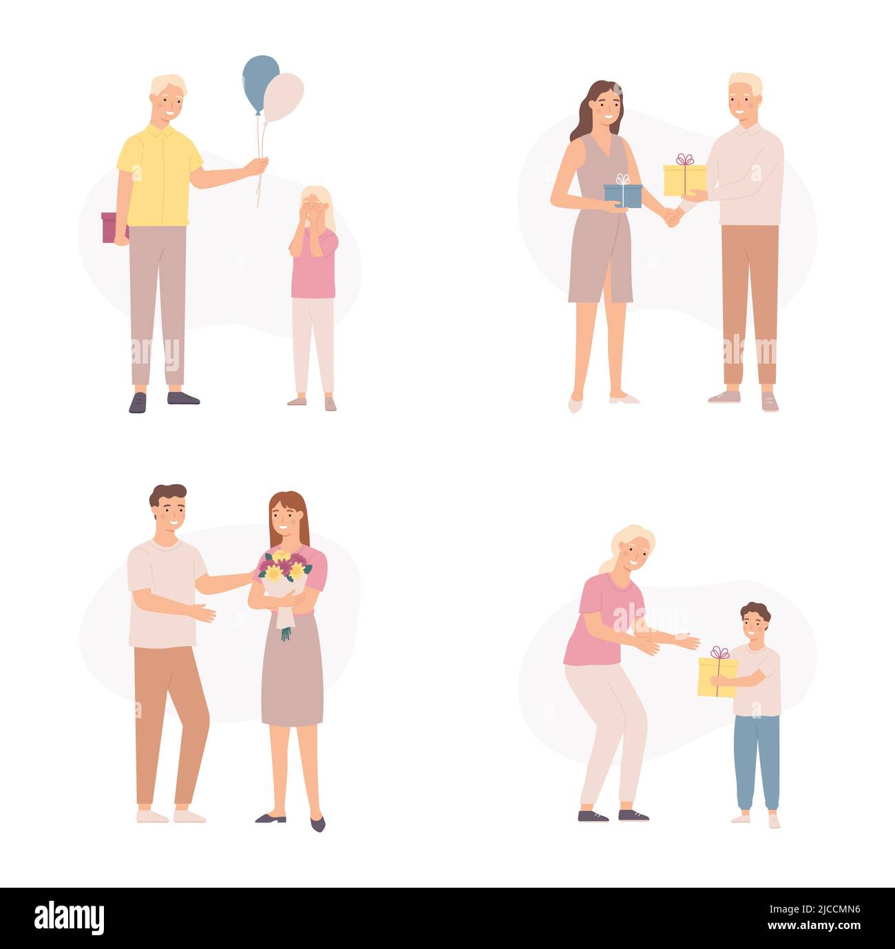 Boy give gift cartoon hi-res stock photography and images - Alamy