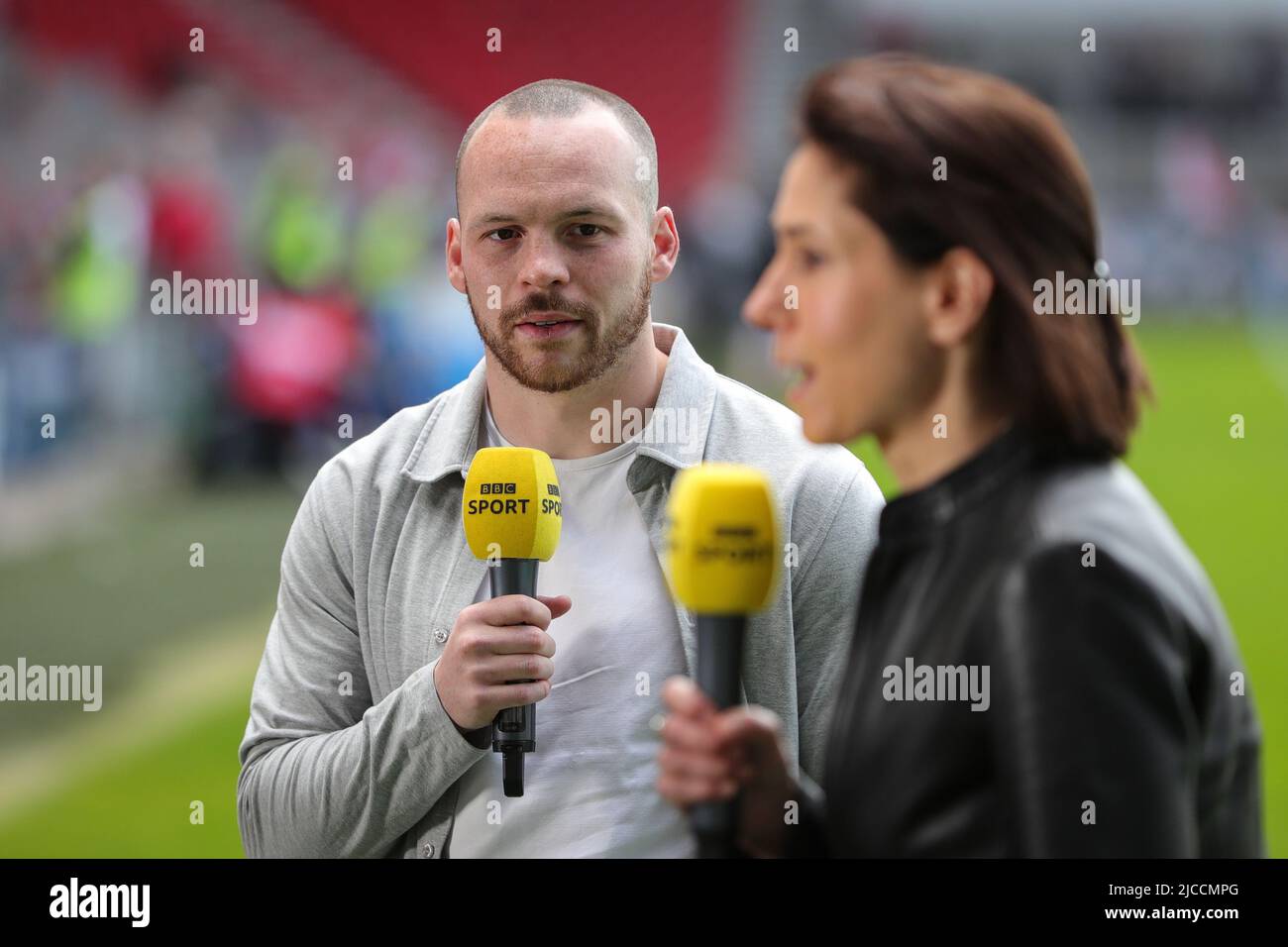 Liam Marshall of Wigan Warriors is in attendance with the BBC covering ...