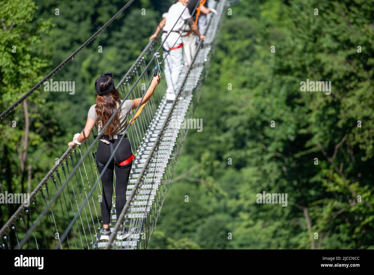 Dossena Italy 11 June 2022: Walk on the longest Tibetan bridge in ...