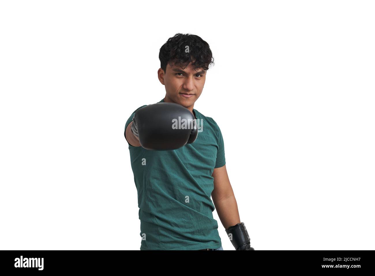 Young peruvian boxer with defiant look, isolated Stock Photo - Alamy