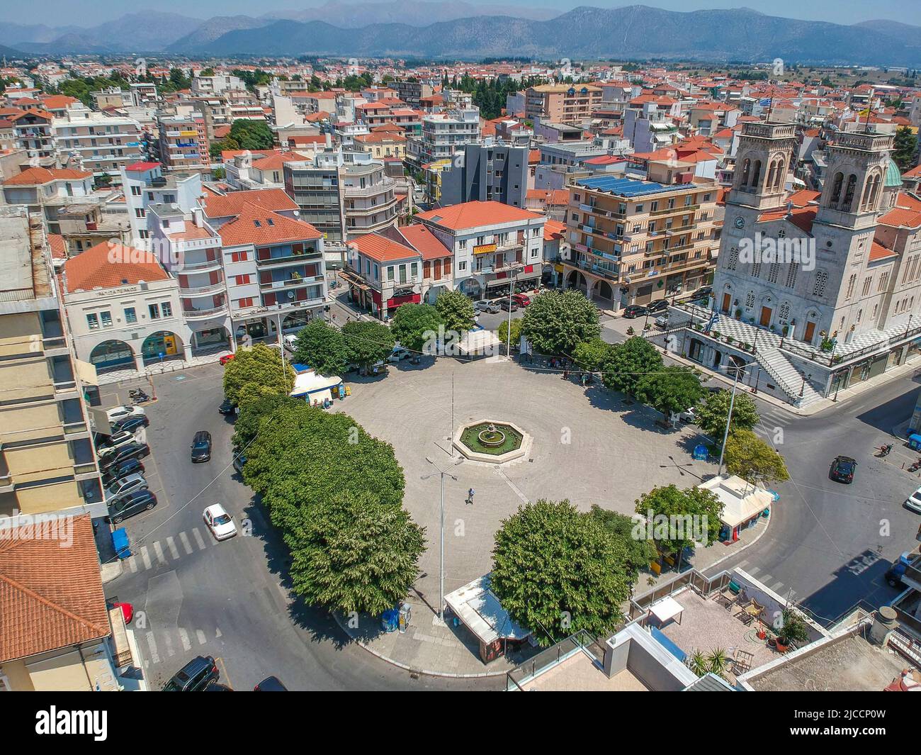 Aerial view over the Metropolitan Church of St. Basil and the central ...