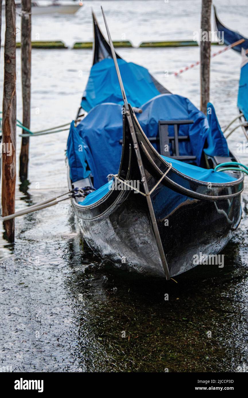 Front view of a gondola protected by a cover and lashed down Stock ...