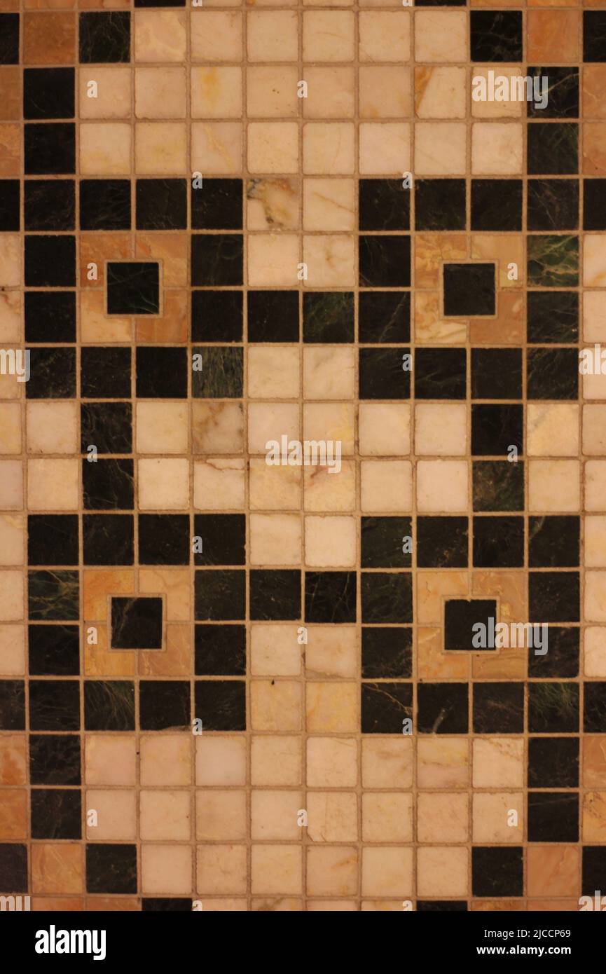 Top view of a beautiful marble tile mosaic floor creating a square ...