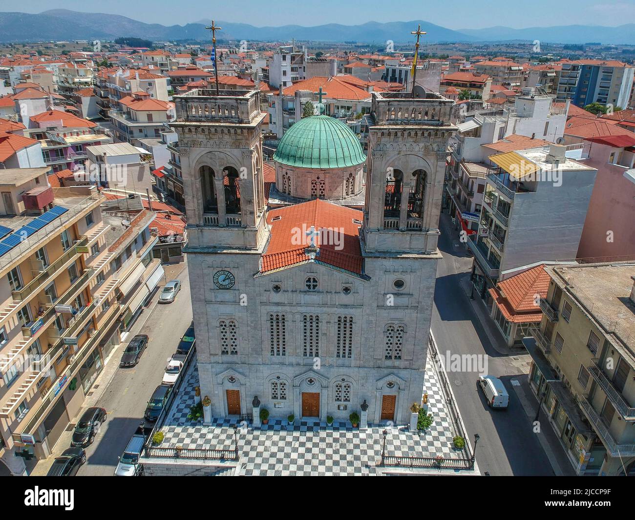 Aerial view over the Metropolitan Church of St. Basil and the central ...