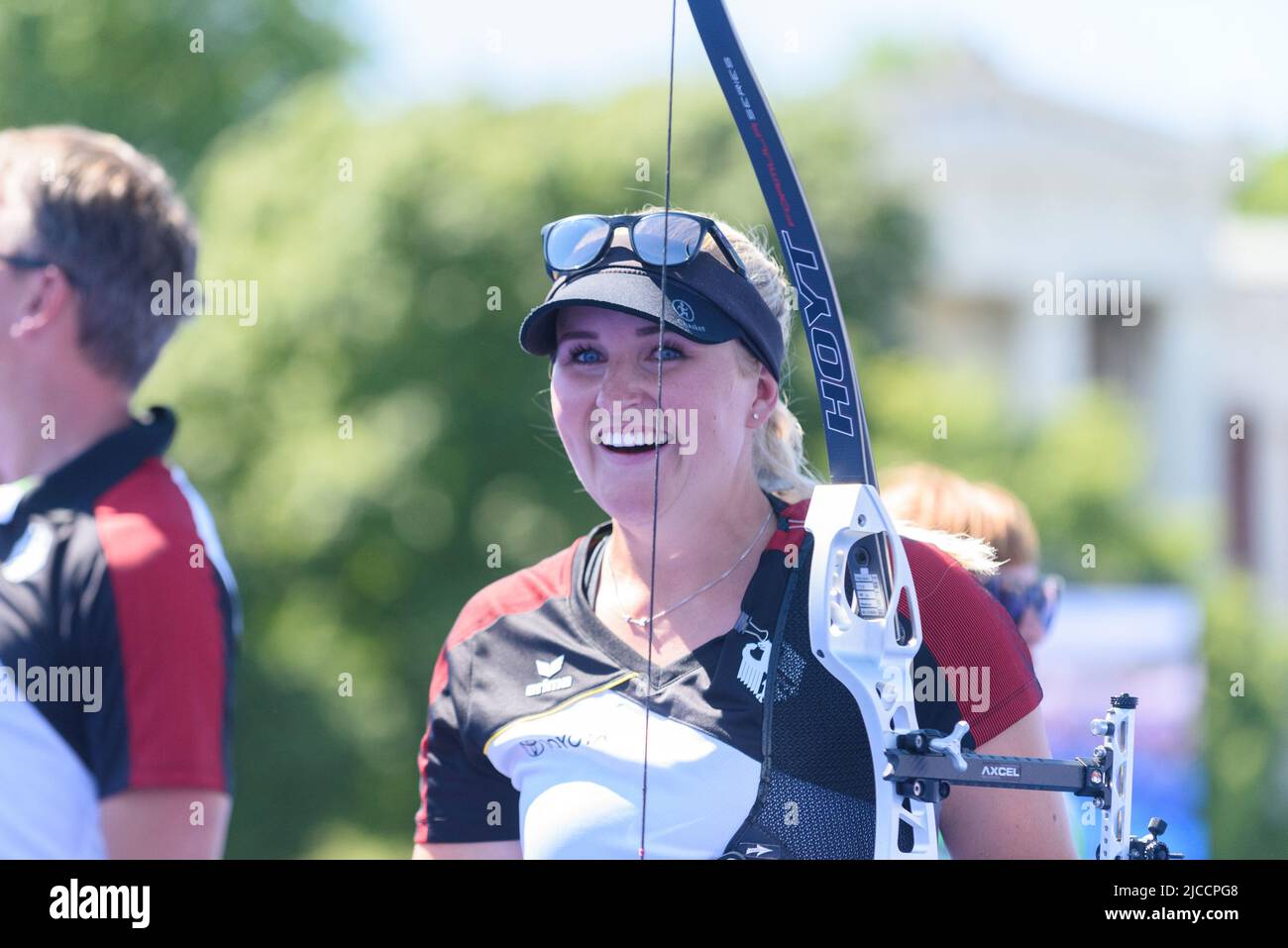 Katharina Bauer (Germany) after winning the recurve women bronze medal ...