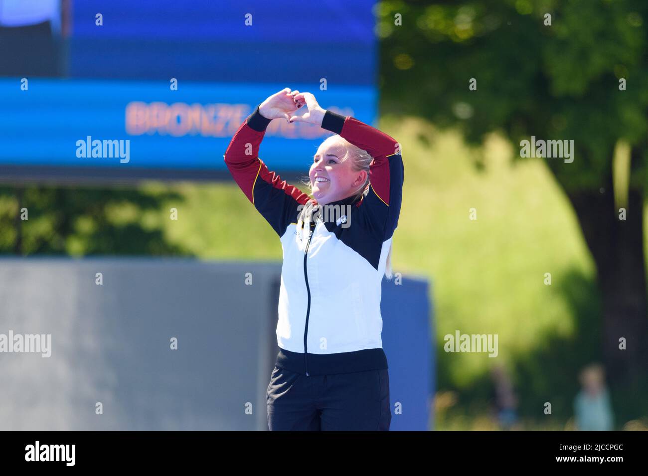 Recurve women brone medal winner Katharina Bauer (Germany) during the ...