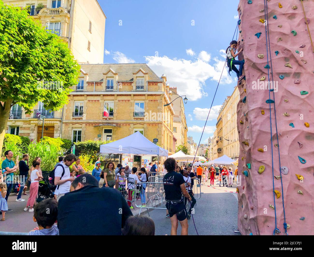 Saint Mandé, France, Community Day, Family trying Wall climbing on ...