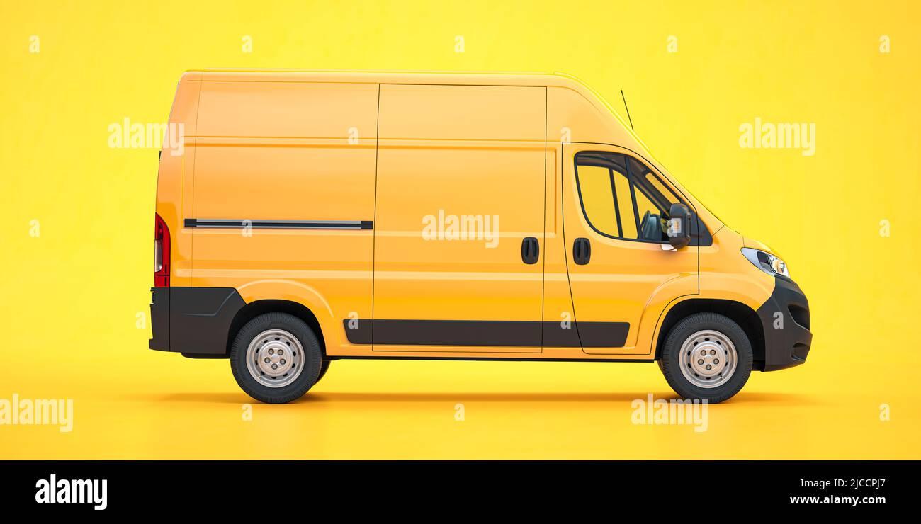 Yellow van on yellow background. Express delivery fleet concept Stock ...