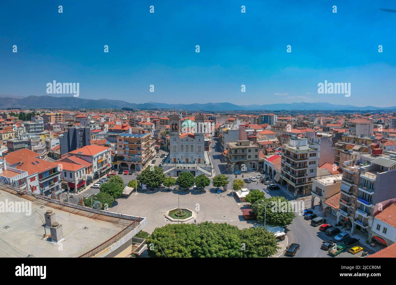 Aerial view over the Metropolitan Church of St. Basil and the central ...