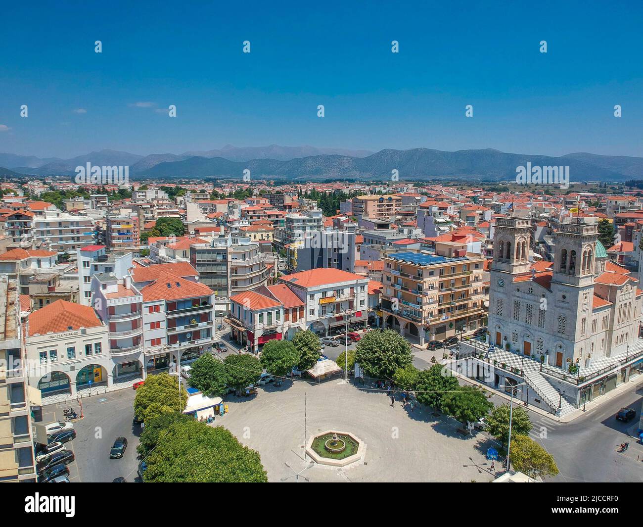Aerial view over the Metropolitan Church of St. Basil and the central ...