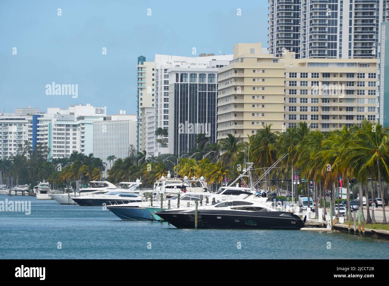 Miami Beach, Florida, U.S.A - February 17. 2022 - The view of the bay ...