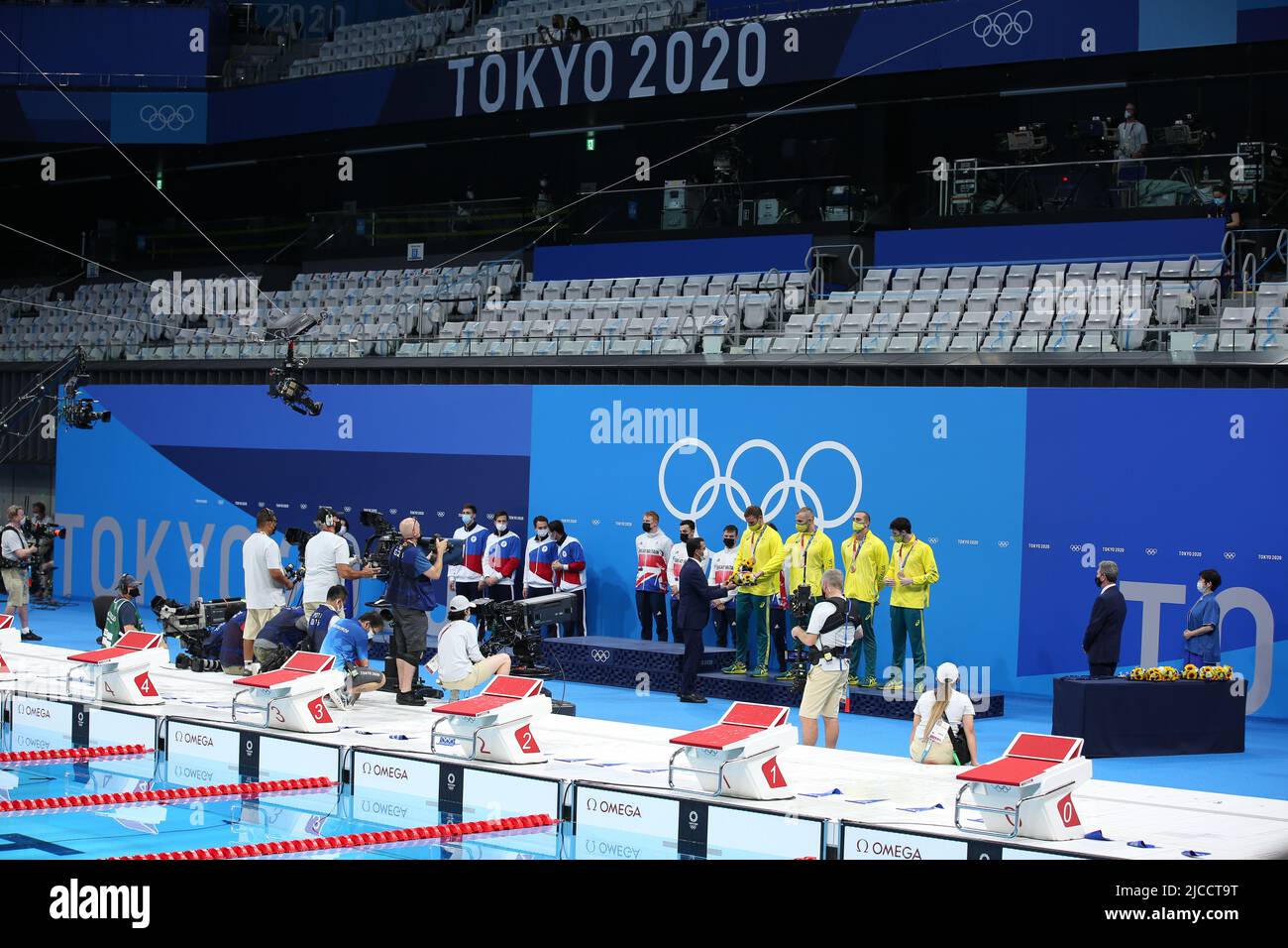 JULY 28th, 2021 - TOKYO, JAPAN: Victory Ceremony of the Men's 4 x 200m ...