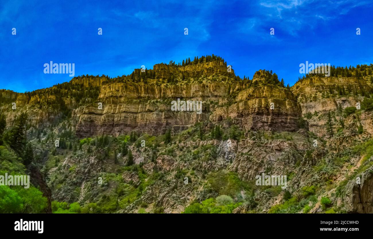 Mountainous landscape, red and yellow mountains in Utah, USA Stock ...