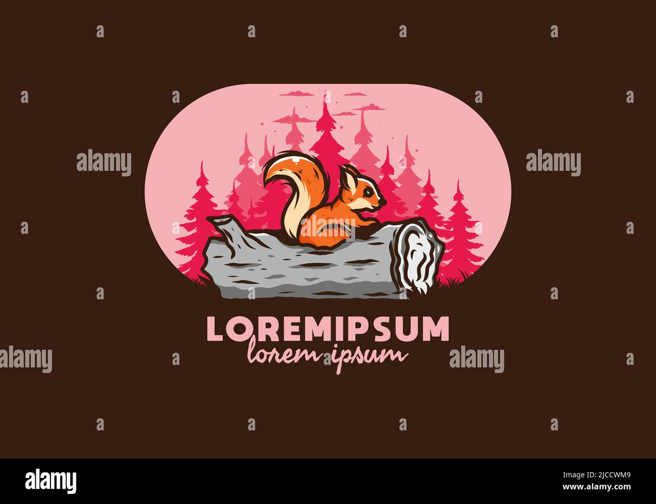 Red squirrel sitting branch Stock Vector Images - Alamy