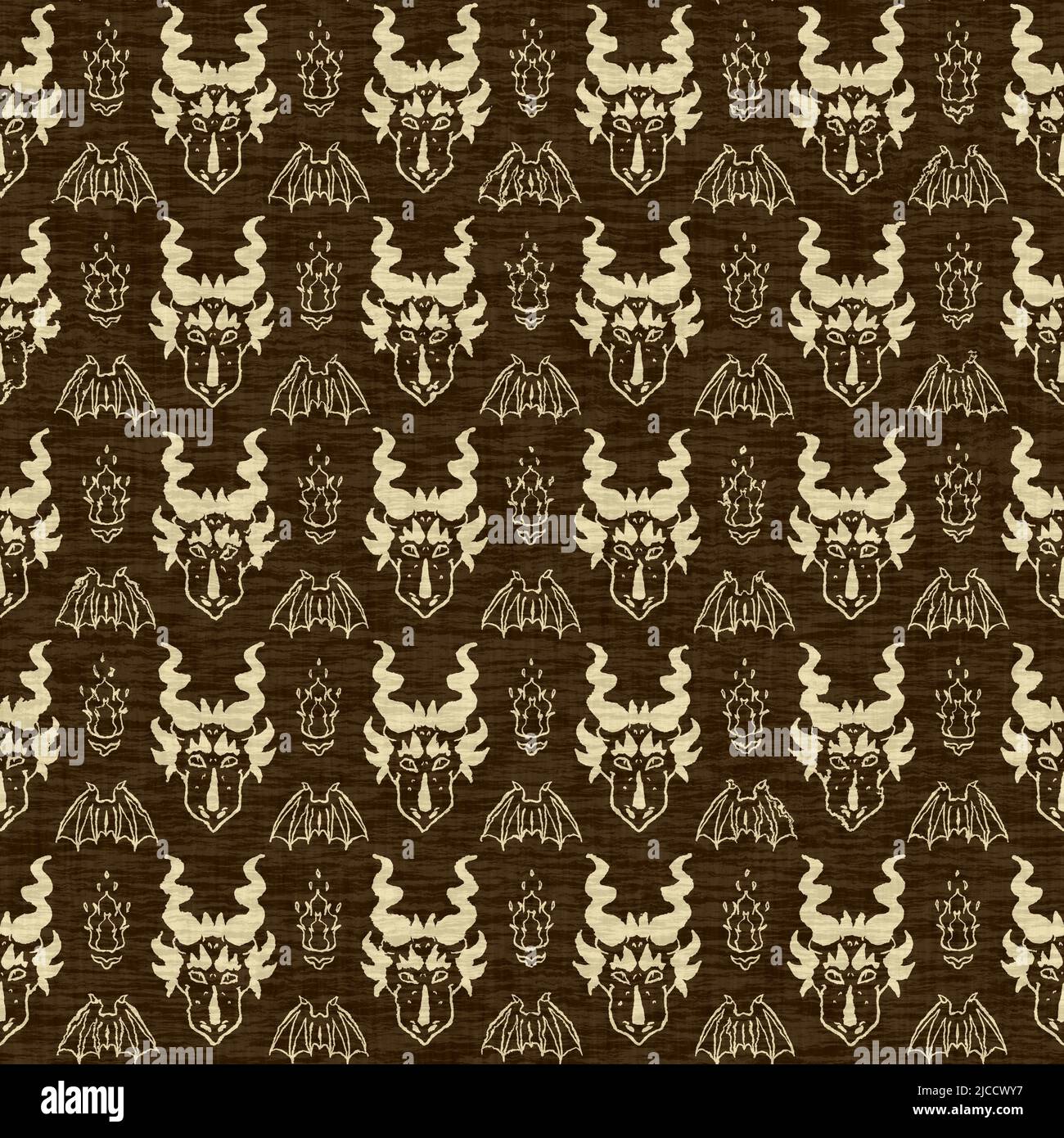 Dragon linen effect texture seamless pattern. Woven mythical beast for ...