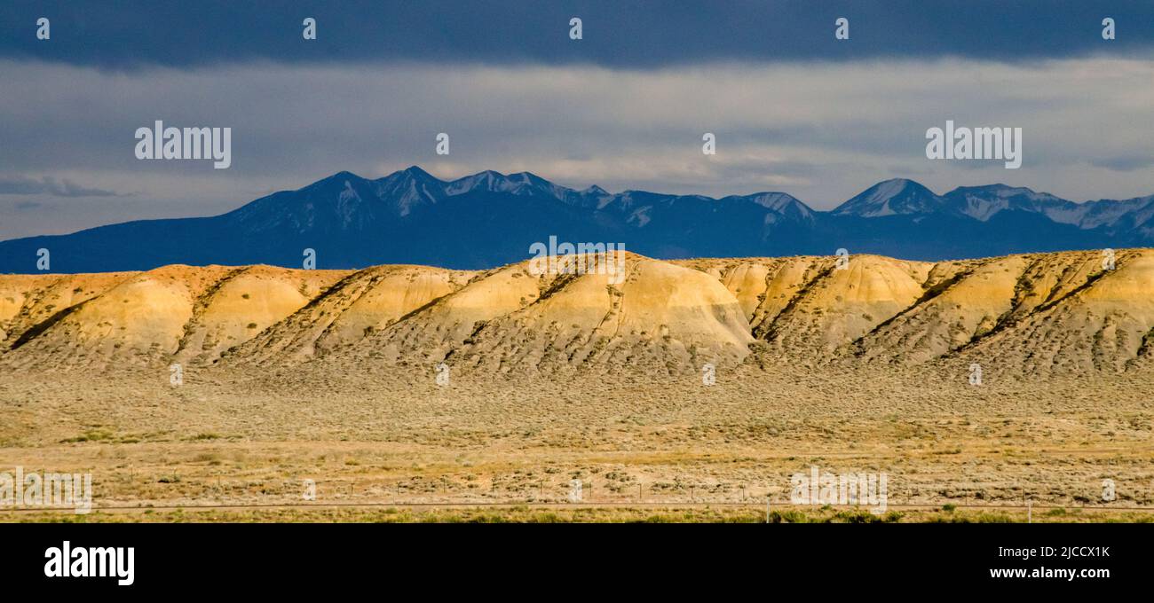 Mountainous landscape, red and yellow mountains in Utah, US Stock Photo ...