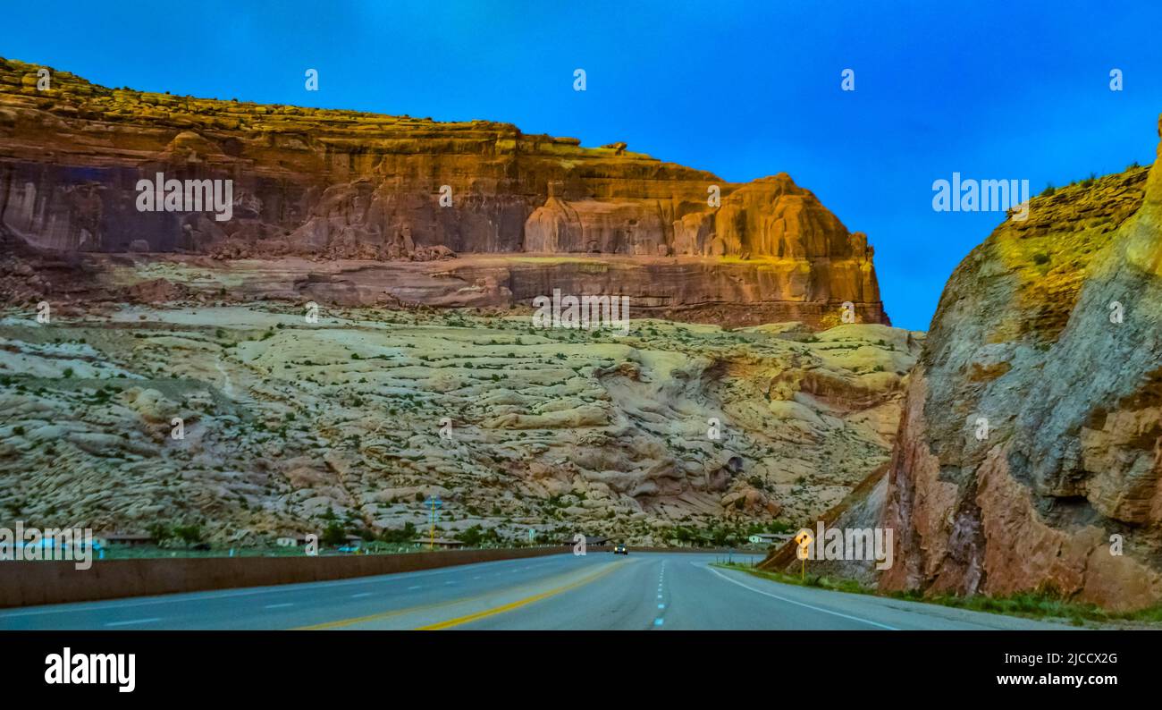 Mountainous landscape, red and yellow mountains in Utah, US Stock Photo ...