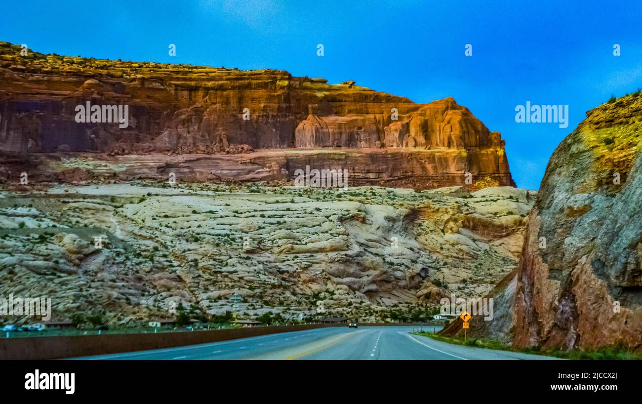 Mountainous landscape, red and yellow mountains in Utah, US Stock Photo ...