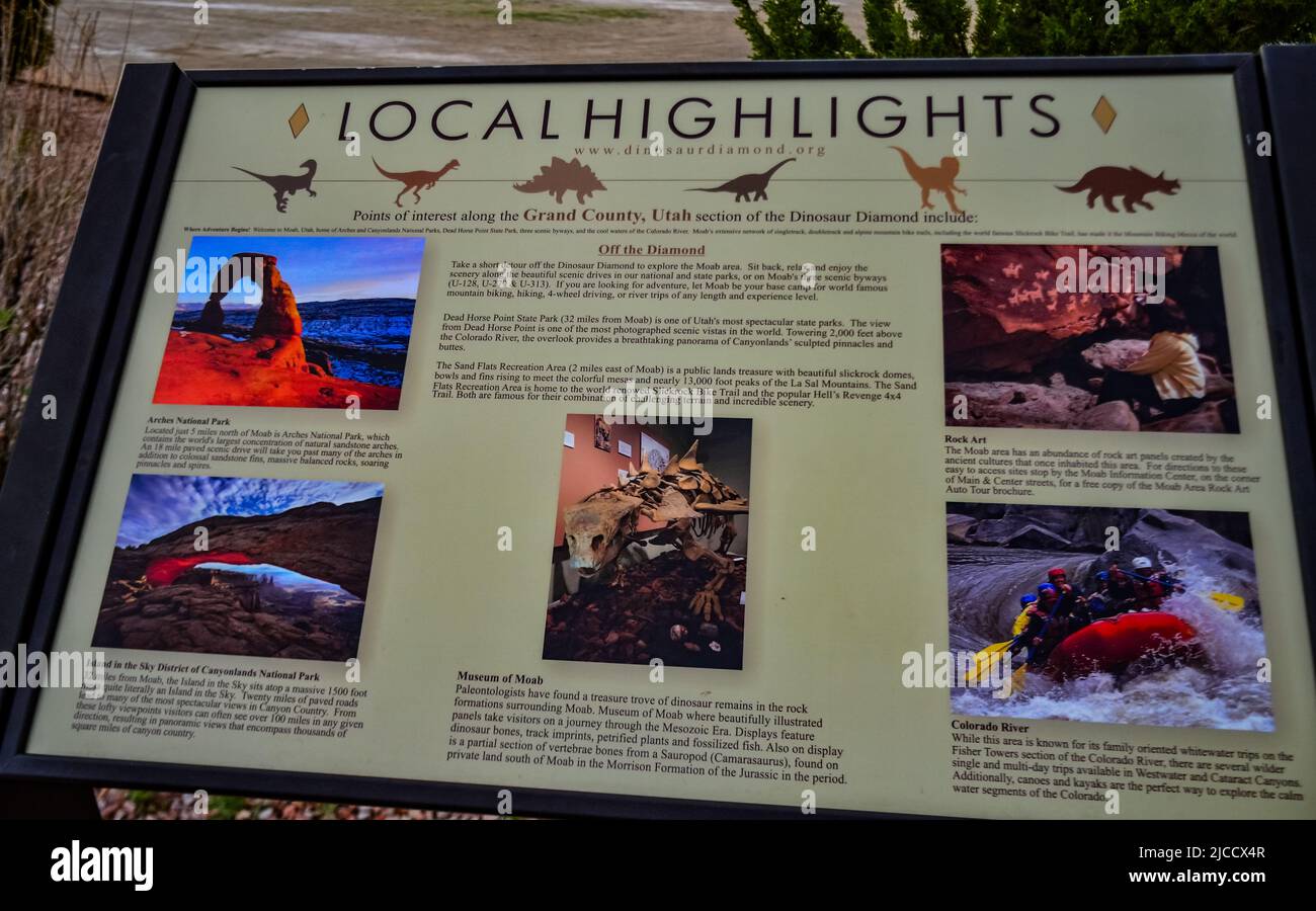 UTAH, USA - MAY 07, 2018: - information sign with information about ...