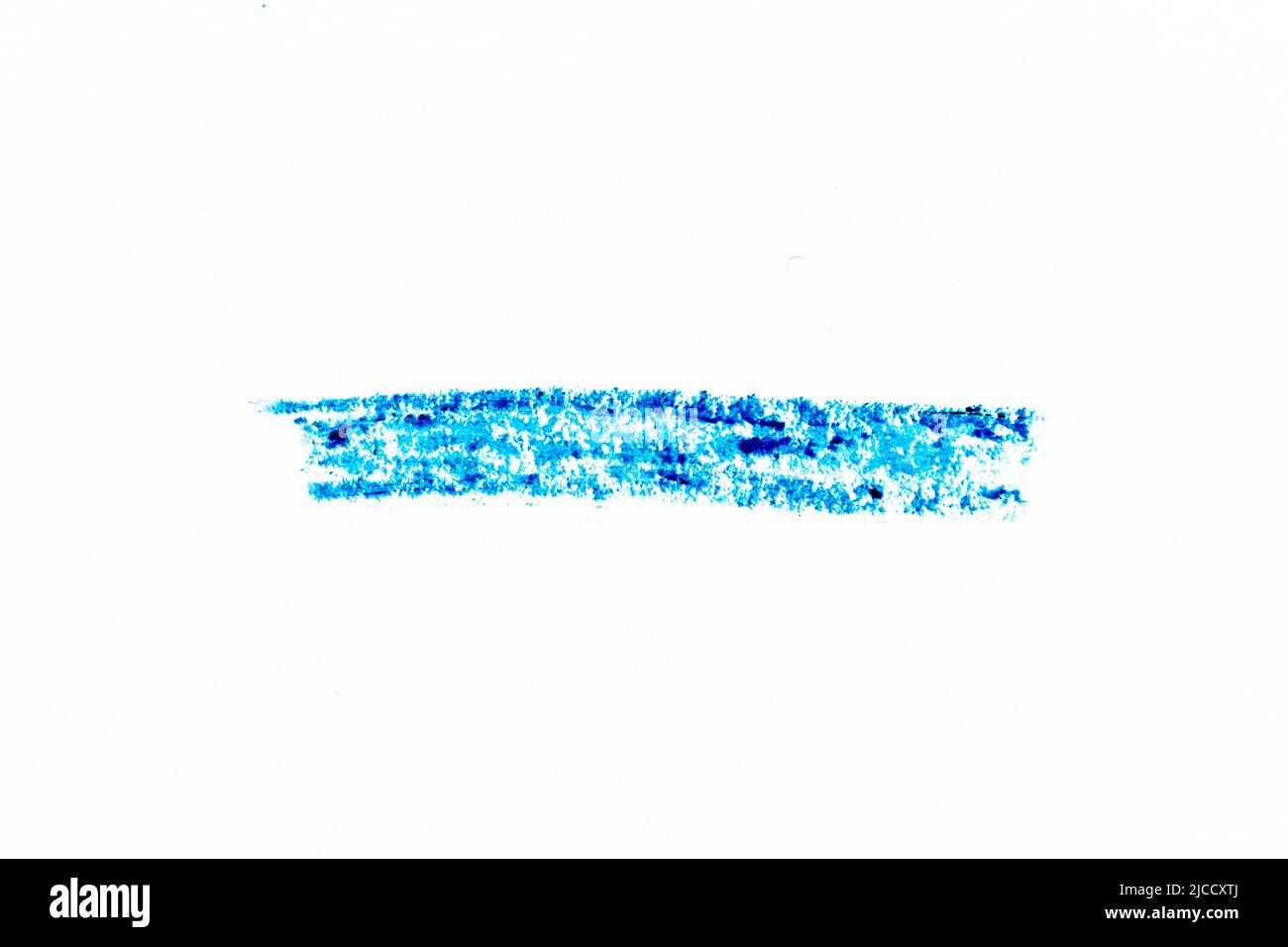 Blue color crayon hand drawing in line shape on white paper background ...