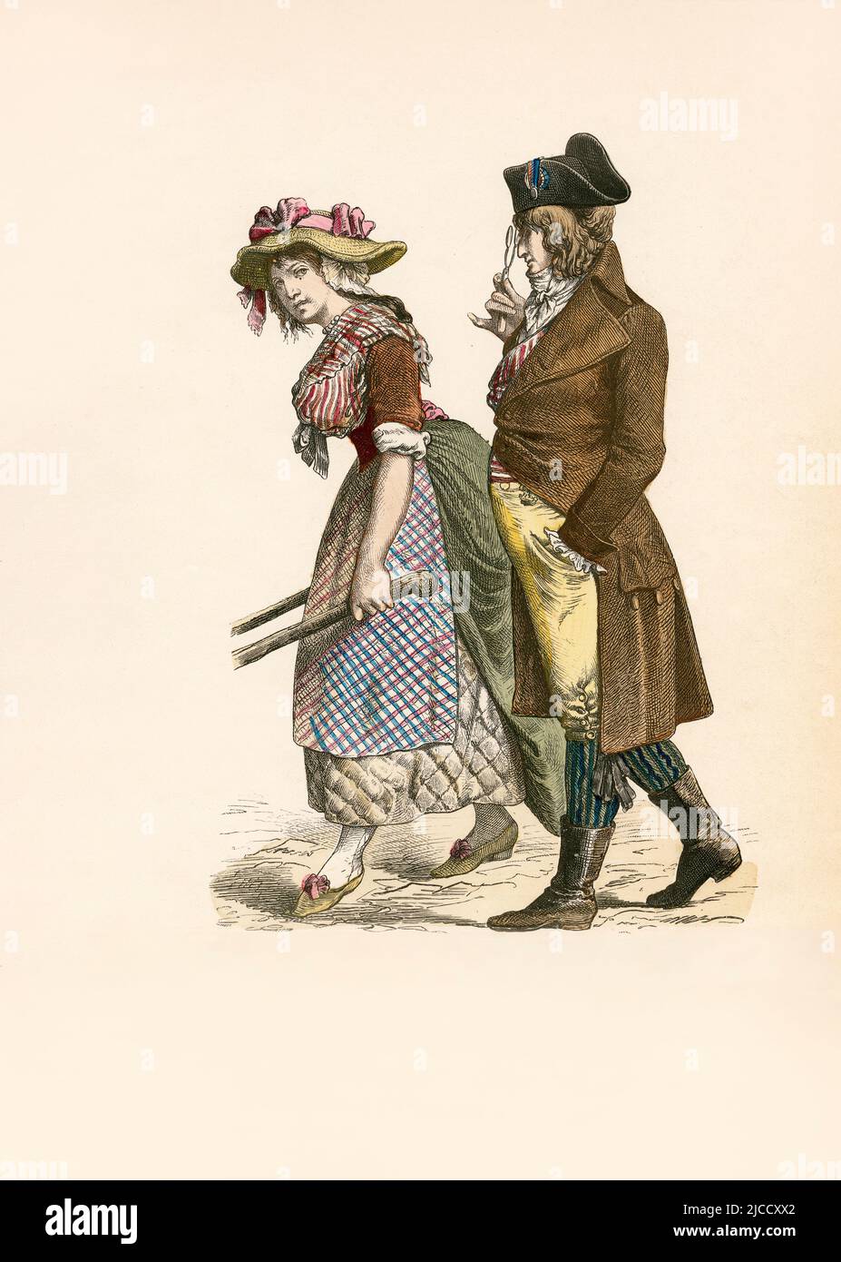 Middle Class Dress, French Republic, 1796, Illustration, The History of ...