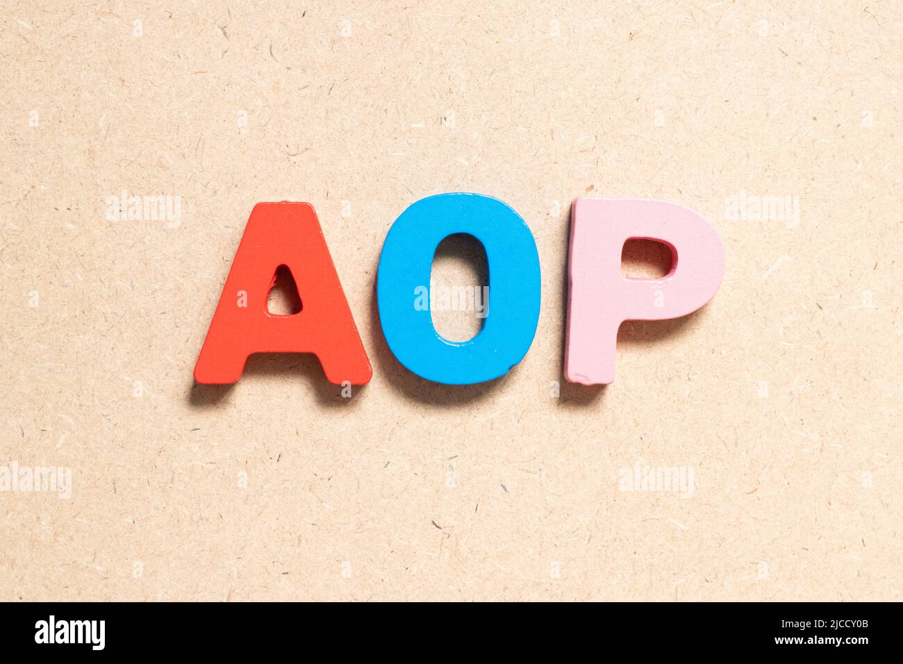 Color alphabet letter in word AOP (abbreviation of Annual Operating ...