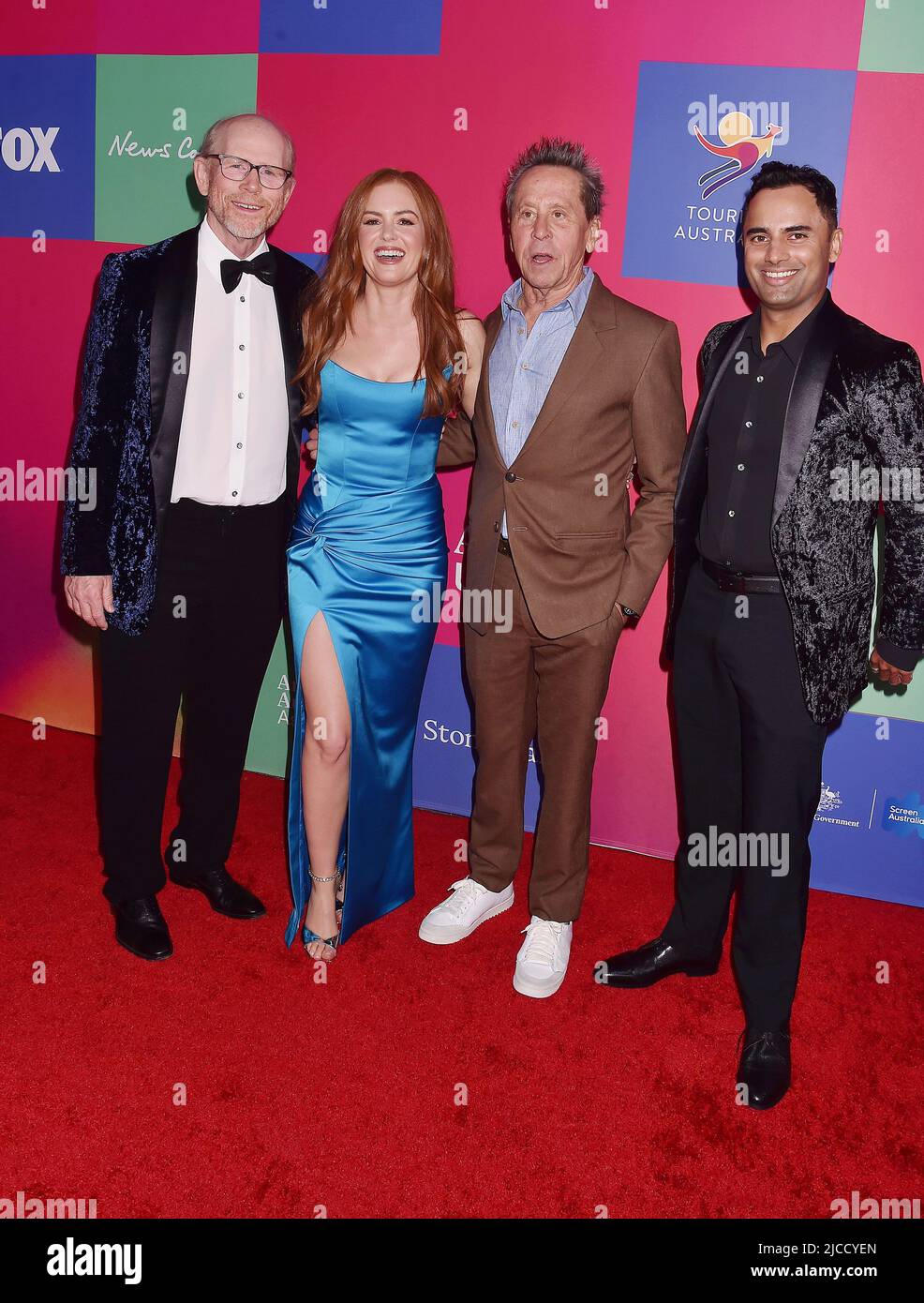 LOS ANGELES, CA - JUNE 11: (L-R) Ron Howard, Isla Fisher, Brian Grazer ...