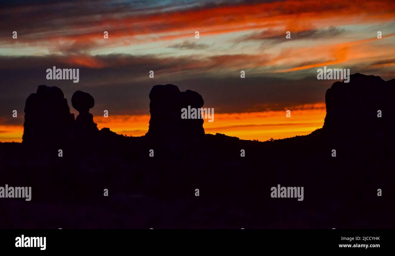 Evening sunset against the backdrop of the mountain landscape, and the ...