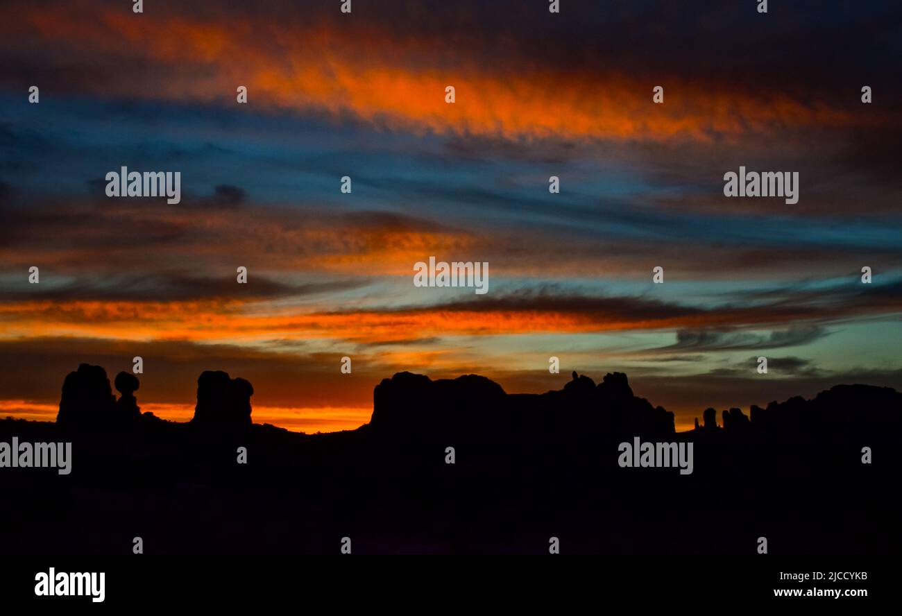Evening sunset against the backdrop of the mountain landscape, and the ...