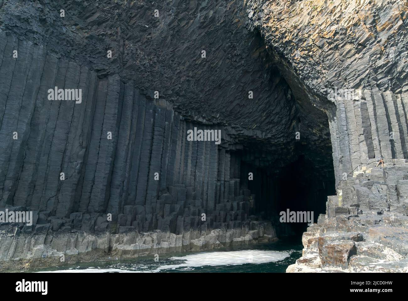 Fingal's cave, showing cave and basalt lava, Staffa Island, Scotland ...
