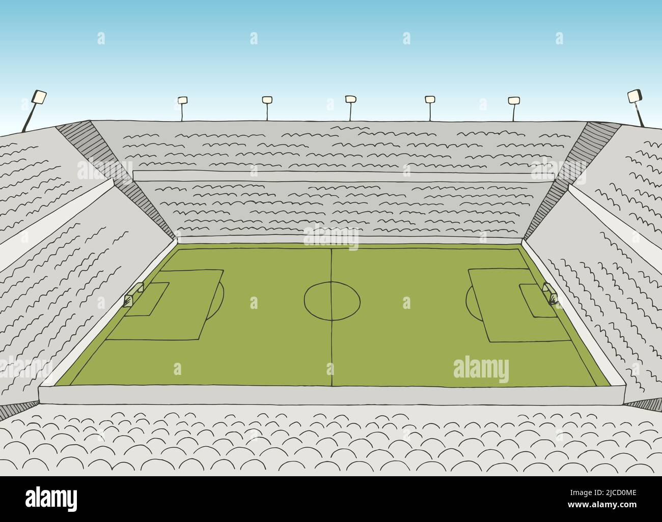 Soccer stadium football sport graphic color sketch illustration vector ...