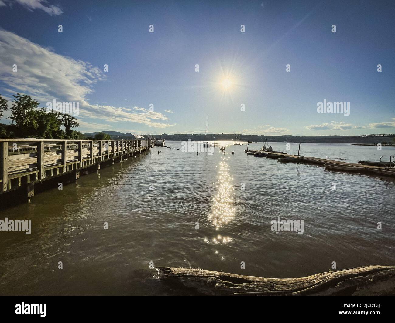 Beacon, NY - USA - June 11, 2022 Landscape view of sunset over the ...