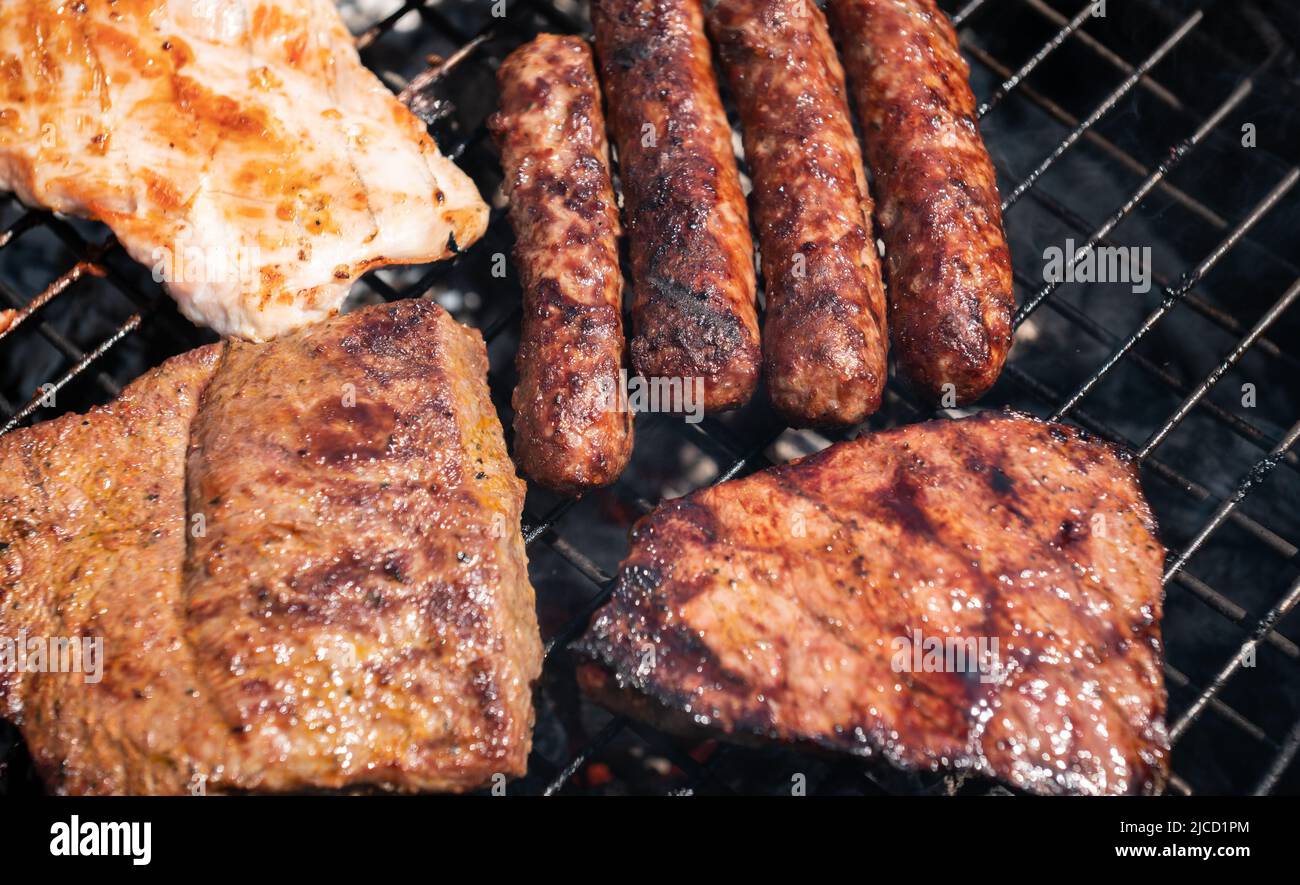 12 June 2022, Baden-Wuerttemberg, Rottweil: Cevapcici, beef and turkey ...