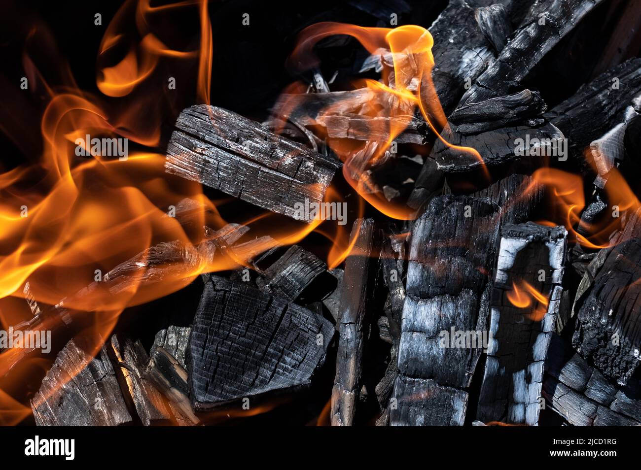 12 June 2022, Baden-Wuerttemberg, Rottweil: Fire raging in a charcoal ...