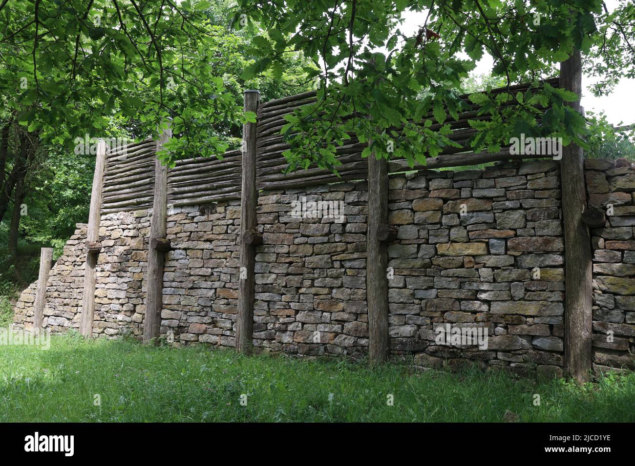 Reconstruction of the Celtic city wall near Finsterlohr Stock Photo - Alamy