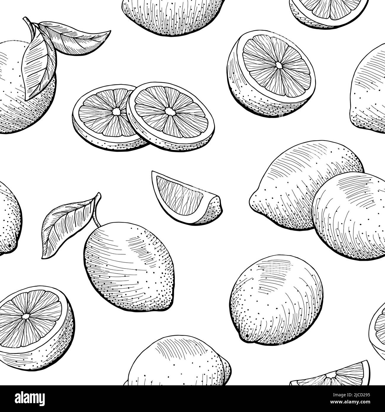 Lemon fruit graphic black white seamless pattern sketch illustration ...