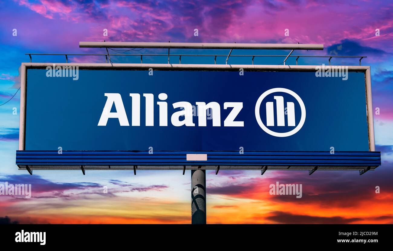 POZNAN, POL - MAY 1, 2022: Advertisement billboard displaying logo of ...