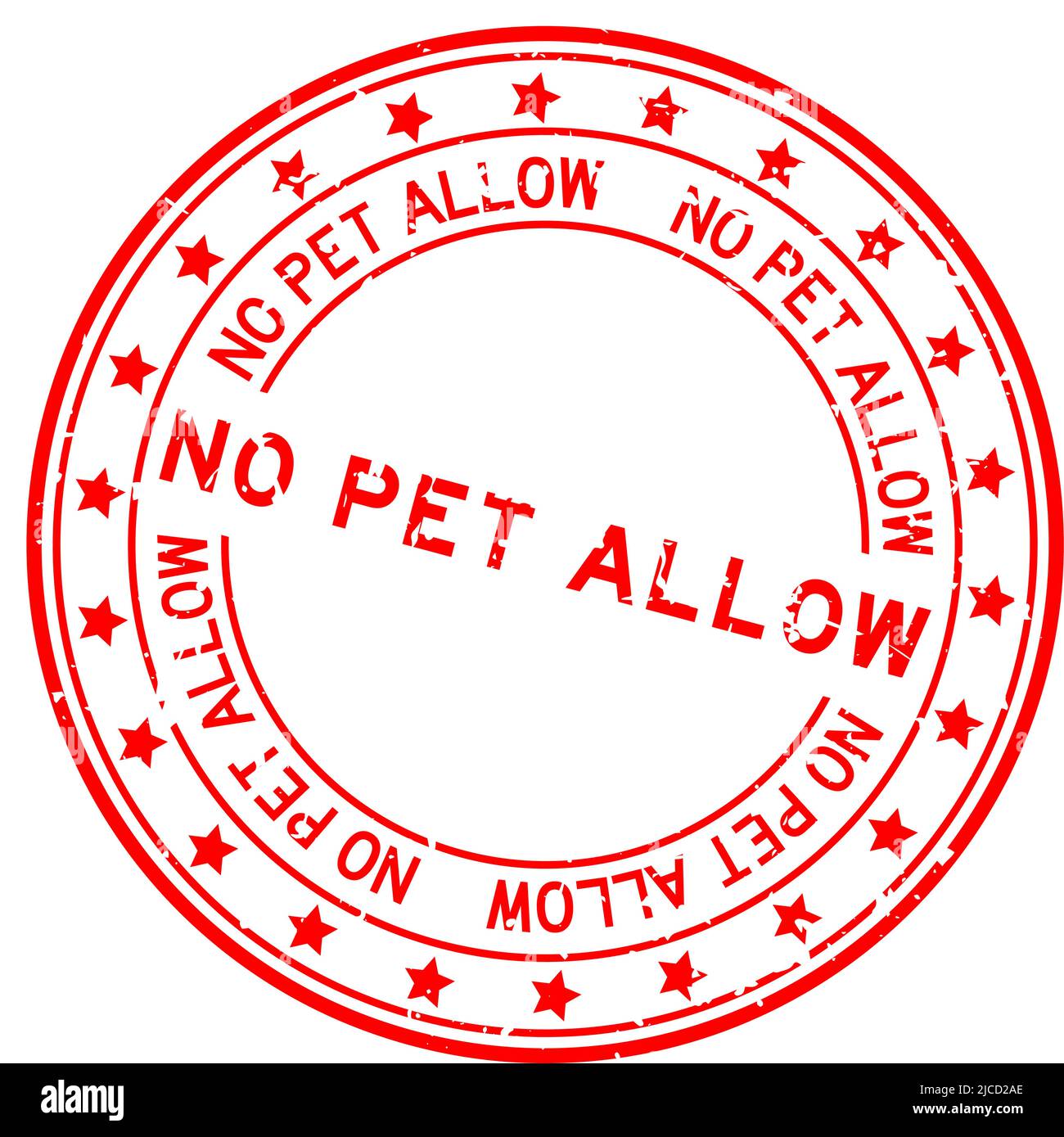Grunge red no pet allow word with star icon round rubber seal stamp on ...