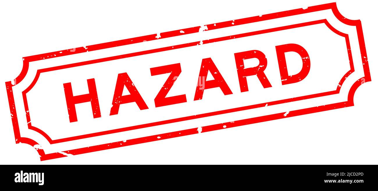 Grunge red hazard word rubber seal stamp on white background Stock ...