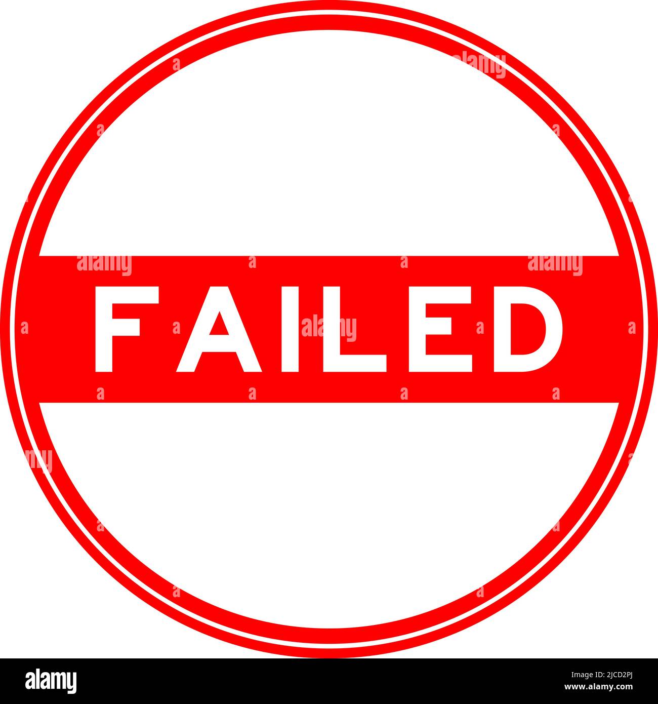 Red color round seal sticker in word failed on white background Stock ...